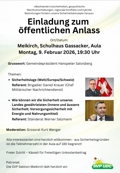 SVP Wahlkreis Bern Mittelland Nord - Meikirch; Informationsanlass zur ...